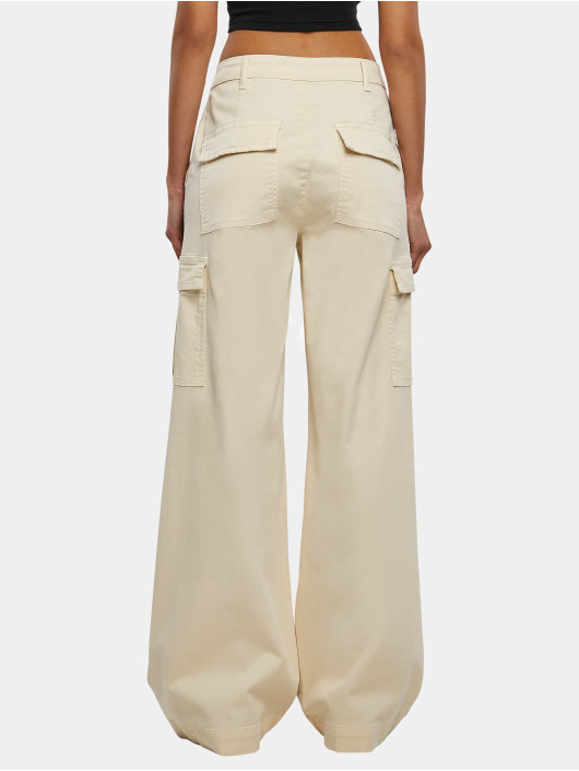 Urban Classics Broek Cargobroek High Waist Wide Leg Twill In Wit 1016748